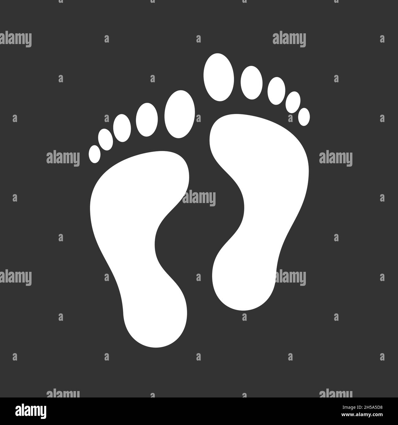 White footprint isolated on black background Stock Photo - Alamy