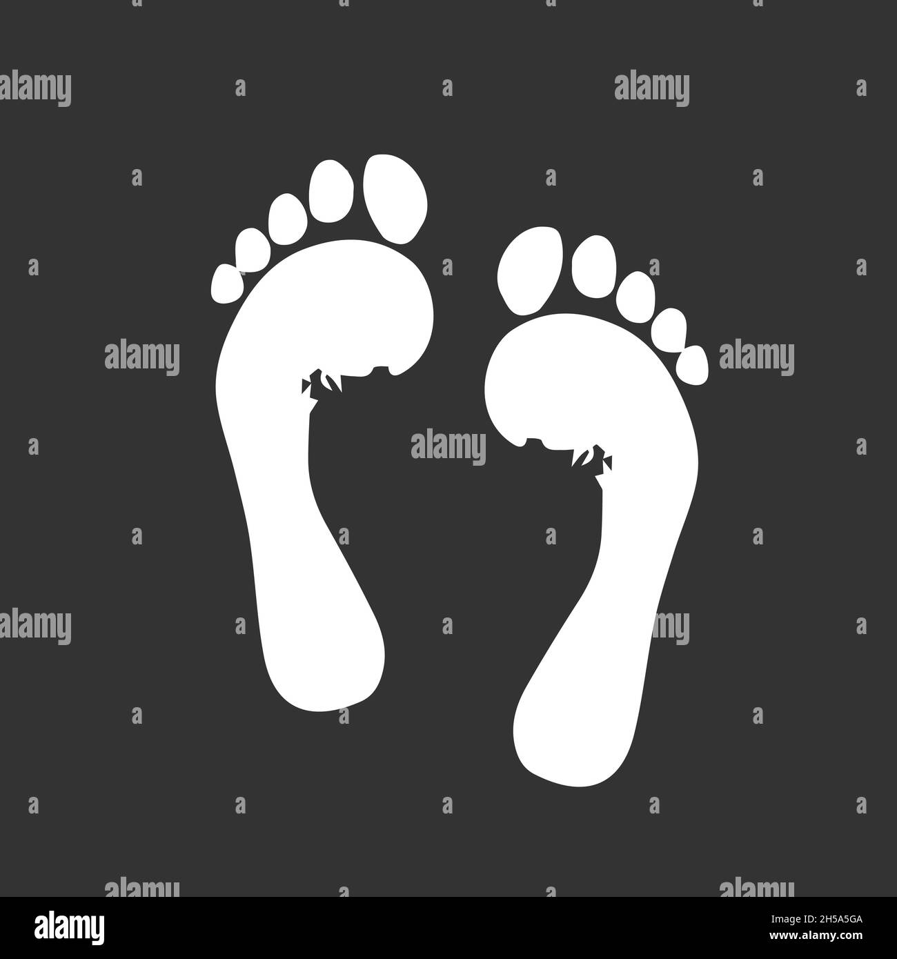 White footprint isolated on black background. clip art Stock Photo - Alamy
