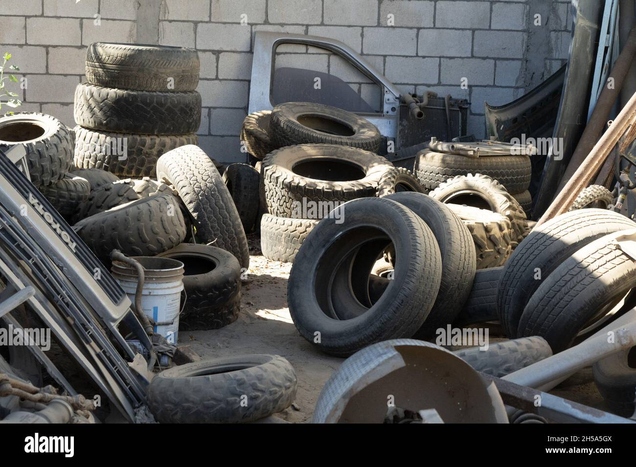 lot of old tires detail close up Stock Photo - Alamy