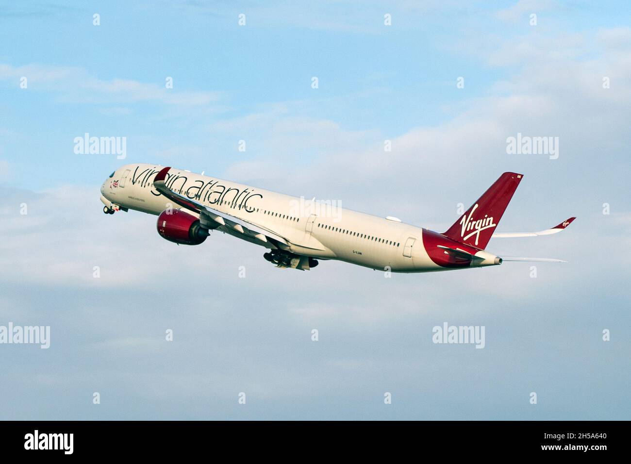 EDITORIAL USE ONLY Virgin Atlantic flight VS3 performs a synchronised ...