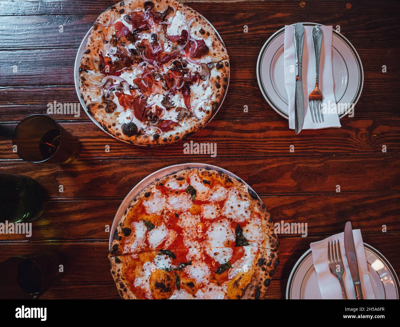 Top view two pizzas hi-res stock photography and images - Alamy