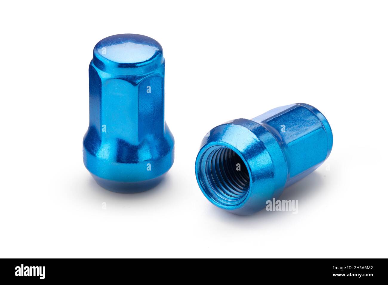 blue wheel nuts turnkey heptahedron, new and shiny wheel fasteners for ...