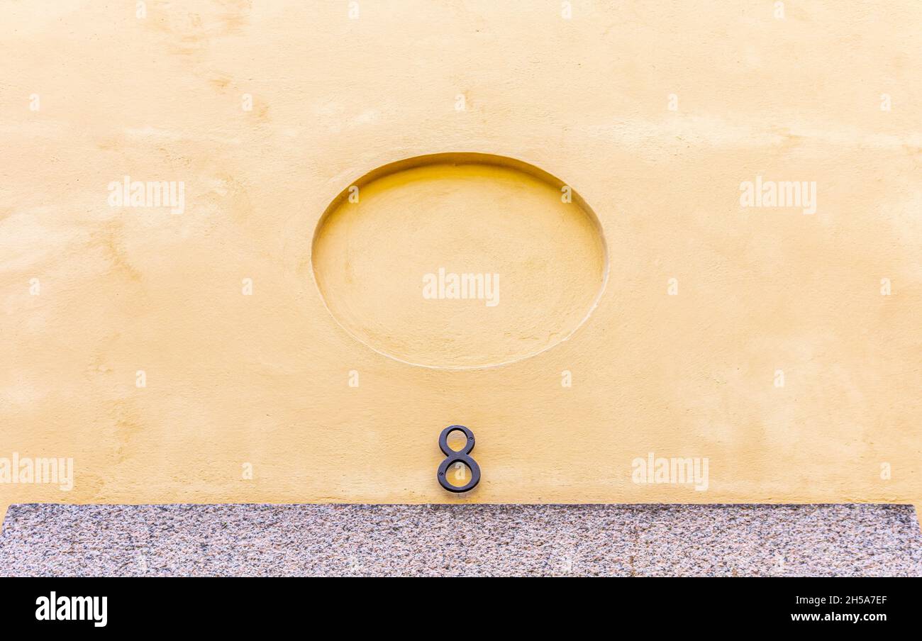 Stockholm, Sweden - April 15, 2021: House number eight above the ...