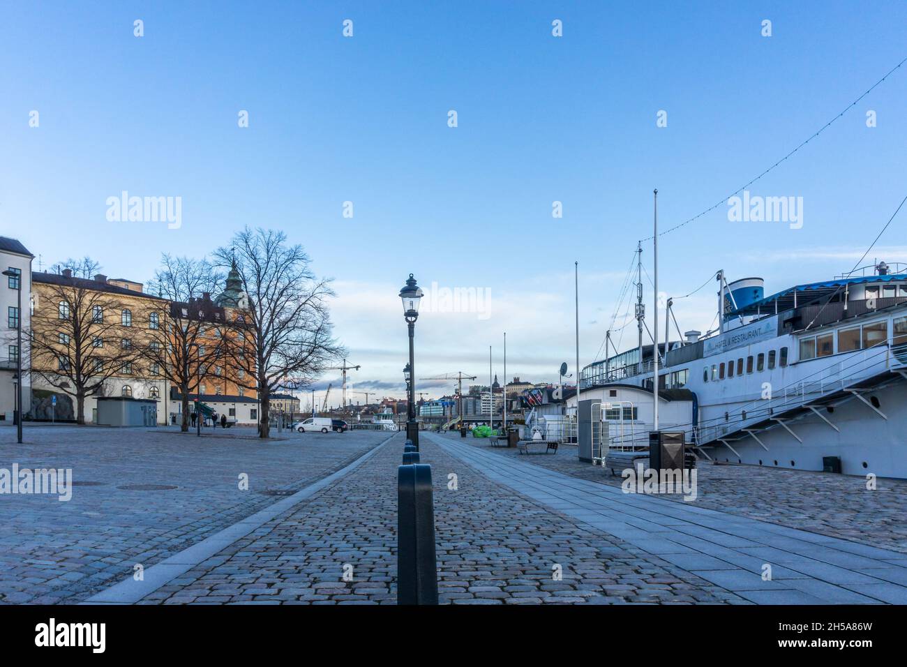 Stockholm, Sweden - April 5, 2021: Scenery view on empty street on ...