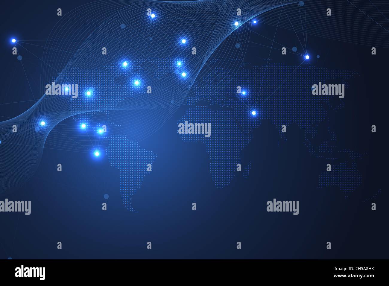 Global network connections with points and lines. Wireframe background ...