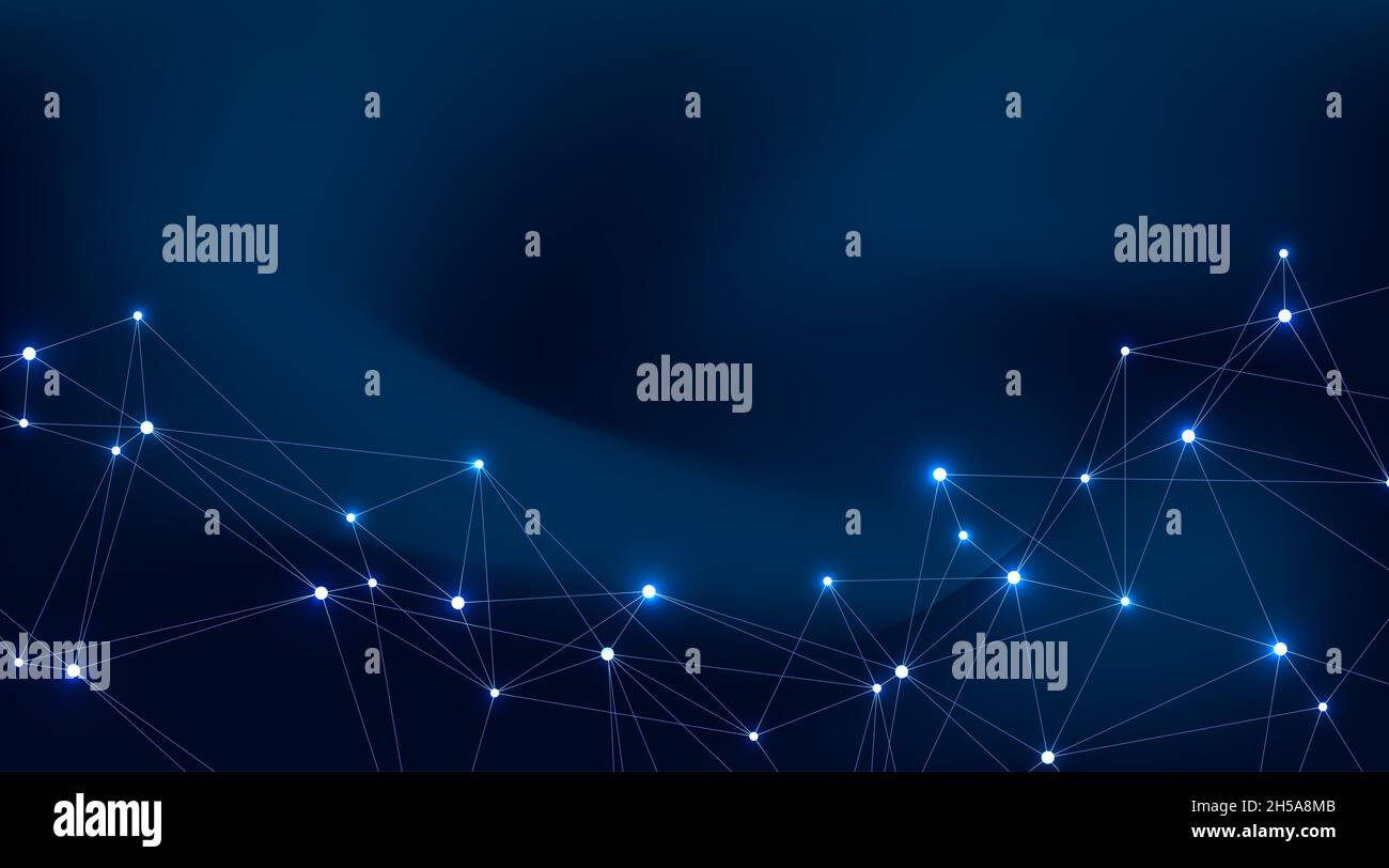 Abstract plexus background with connected lines and dots. Wave flow ...