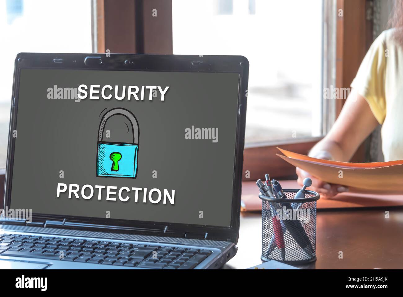 Laptop screen displaying a cyber security concept Stock Photo - Alamy