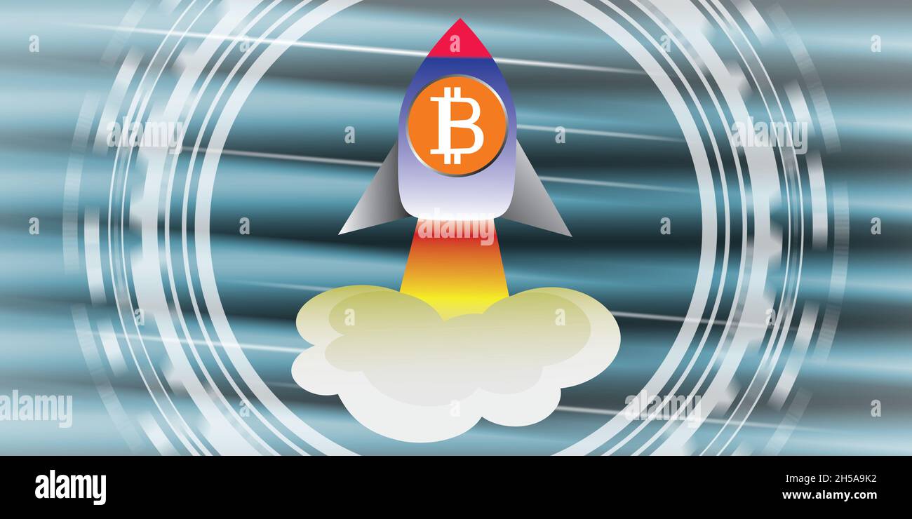 Illustration of a bitcoin rise concept Stock Photo - Alamy