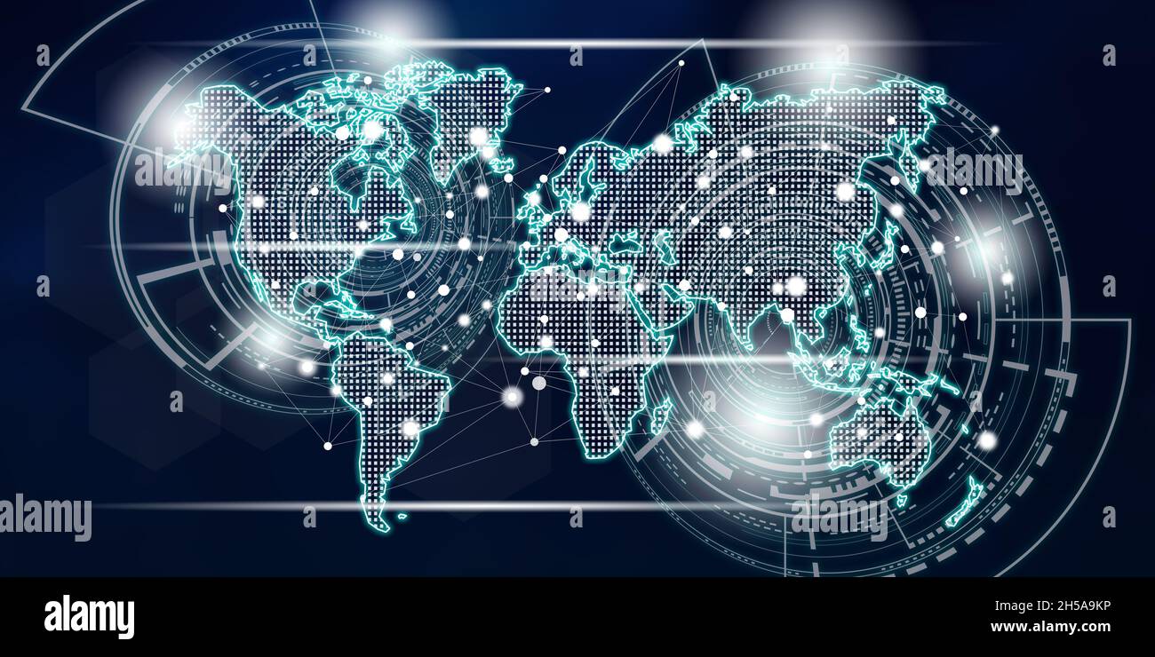 Illustration of a global network technology concept Stock Photo - Alamy