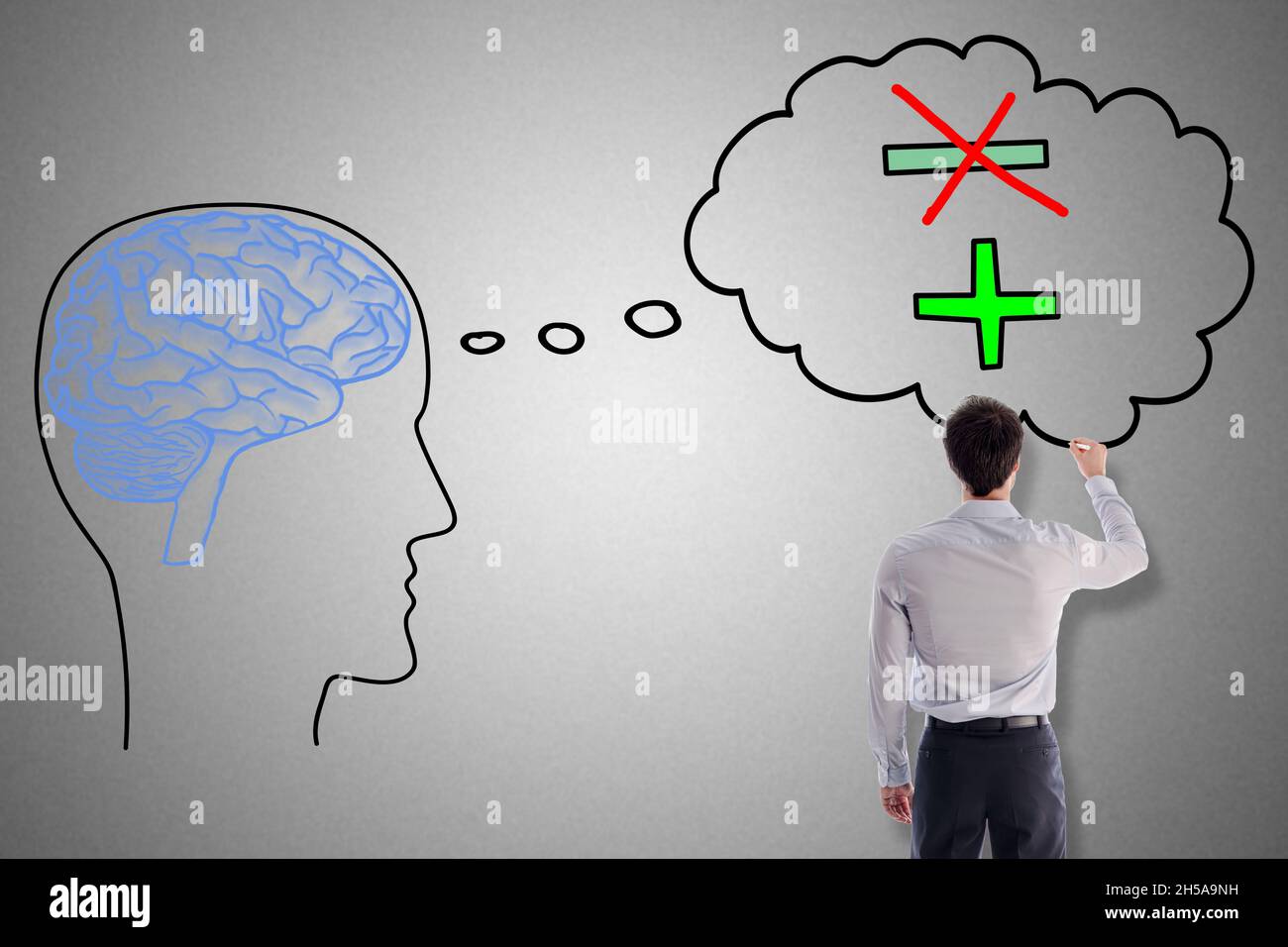 Positive thought concept drawn by a businessman Stock Photo - Alamy