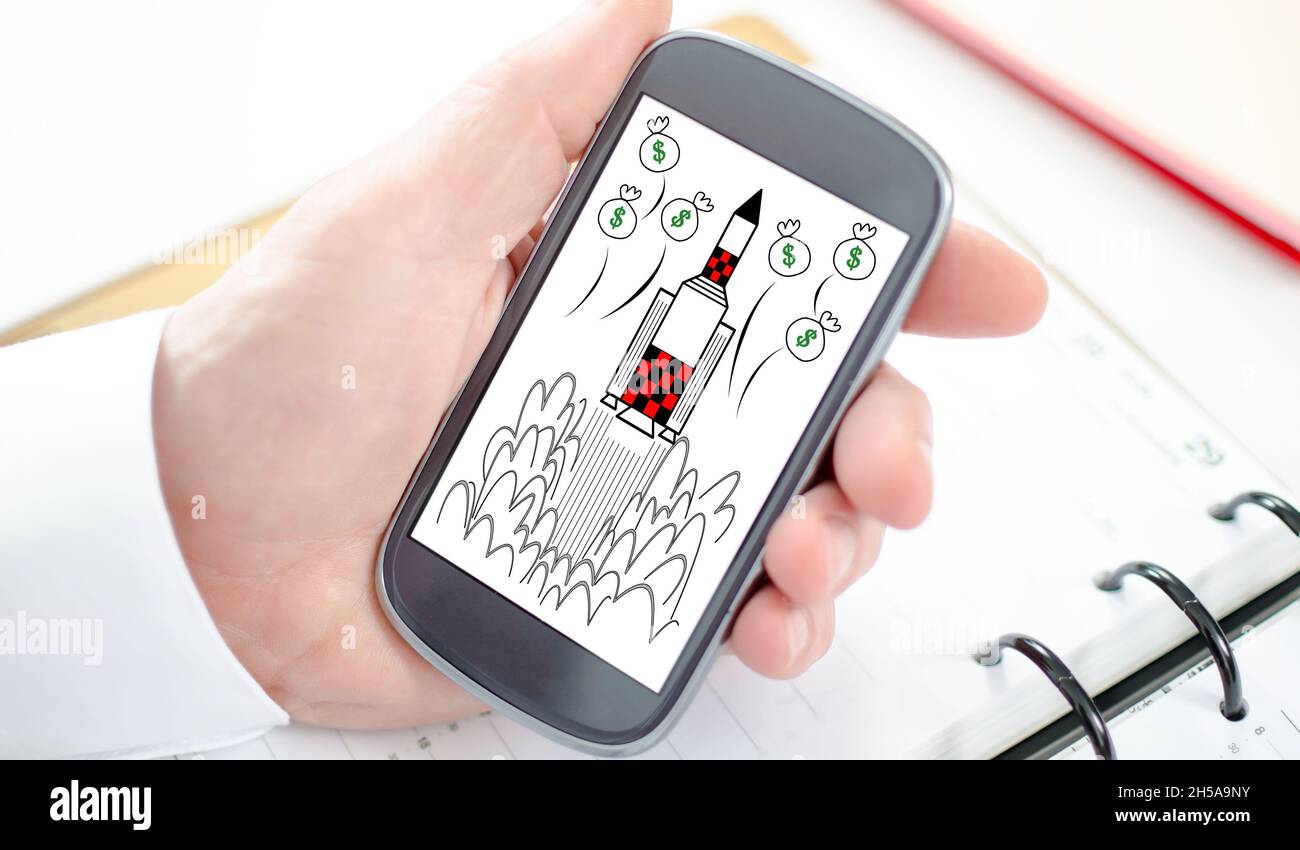 Start up concept shown on a smartphone screen Stock Photo - Alamy