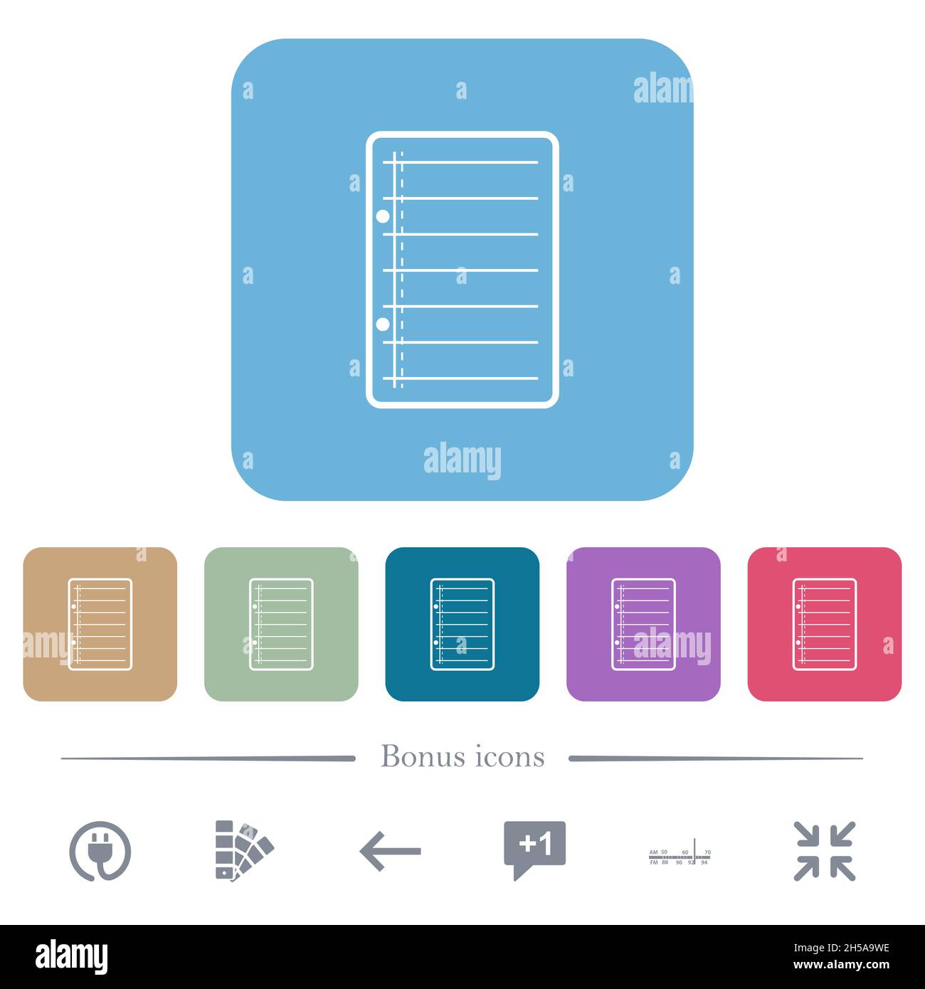 Scratch pad white flat icons on color rounded square backgrounds. 6 ...