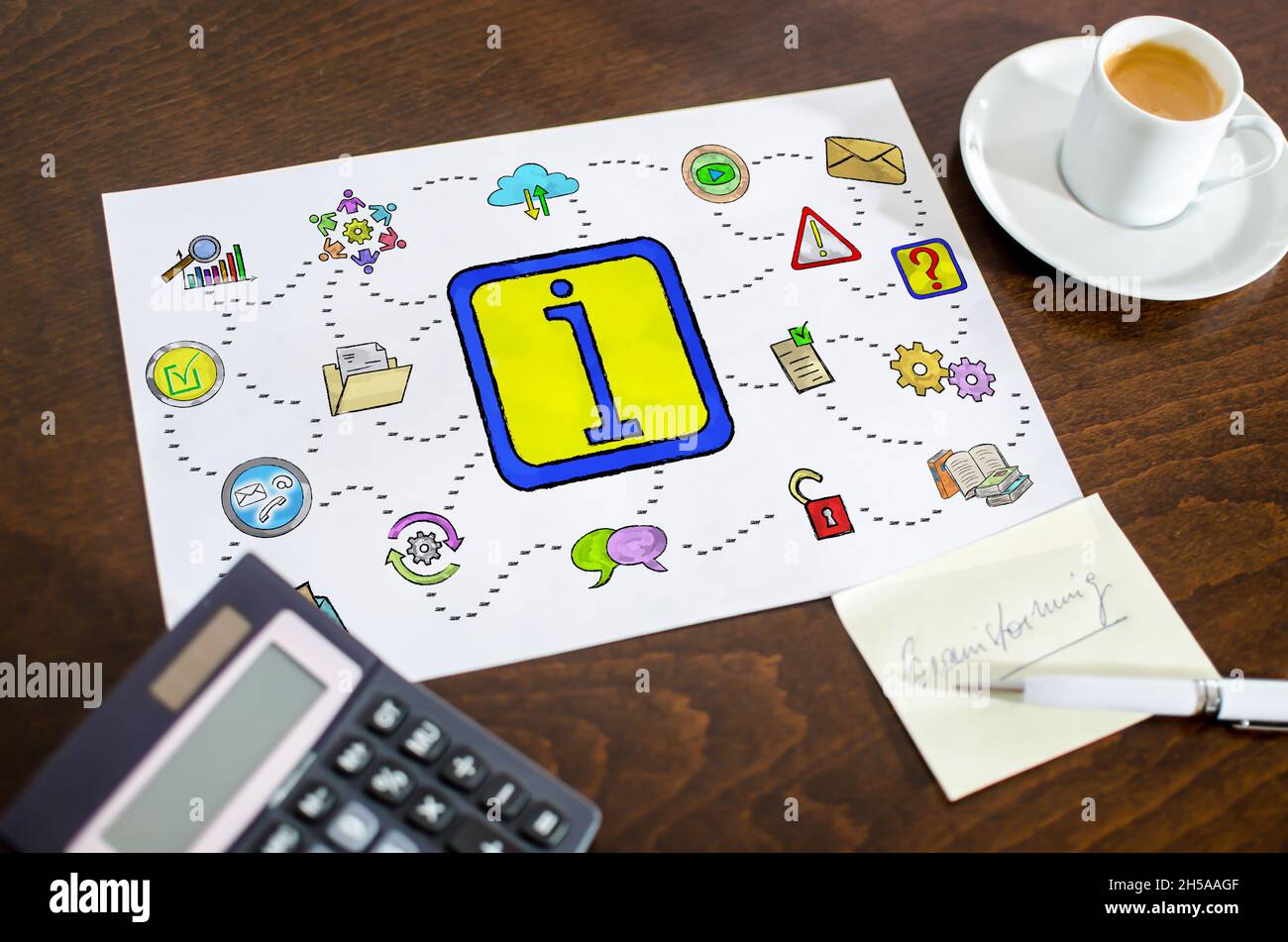 Information concept on a paper placed on a desk Stock Photo - Alamy