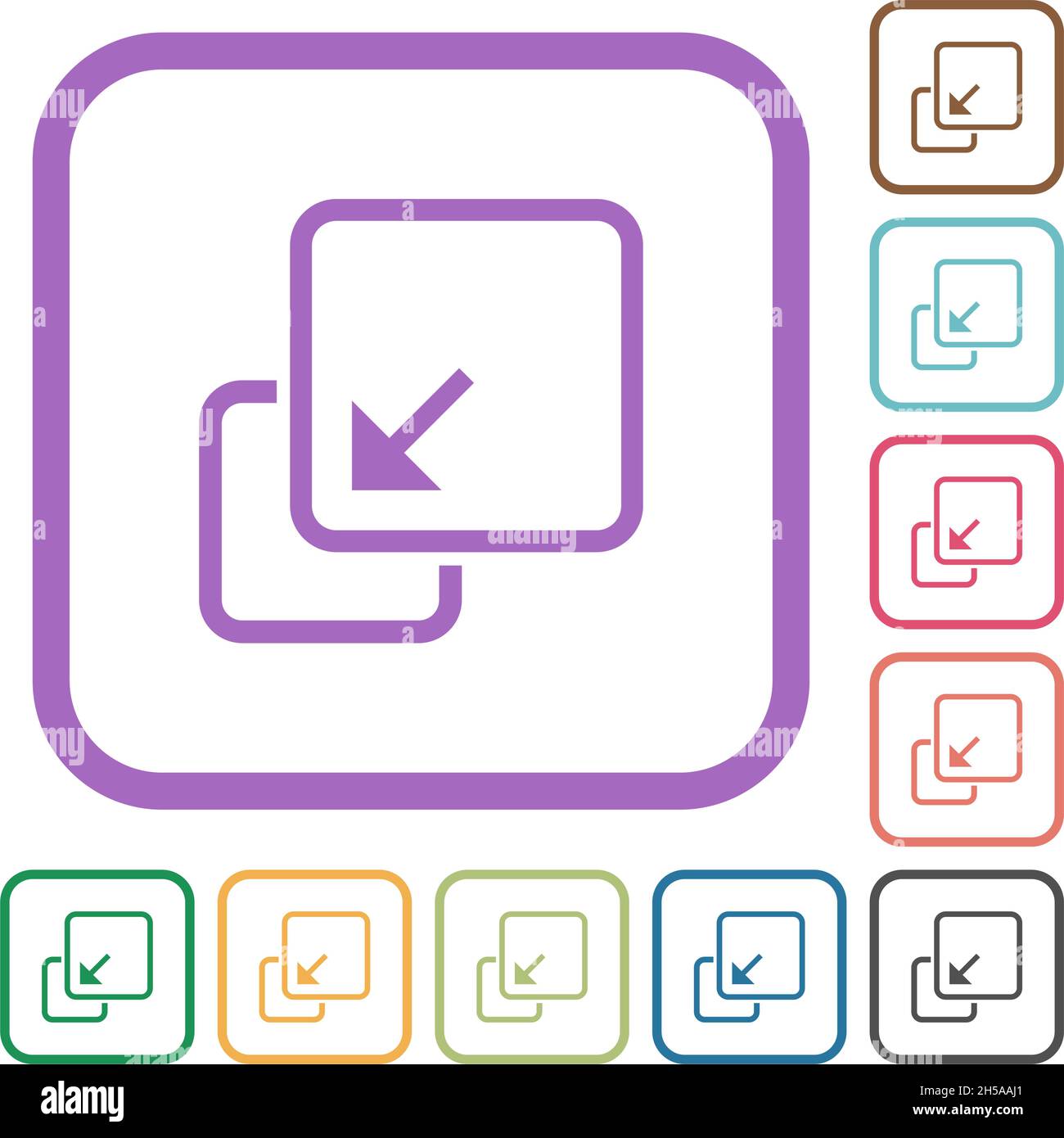 Collapse element outline simple icons in color rounded square frames on ...