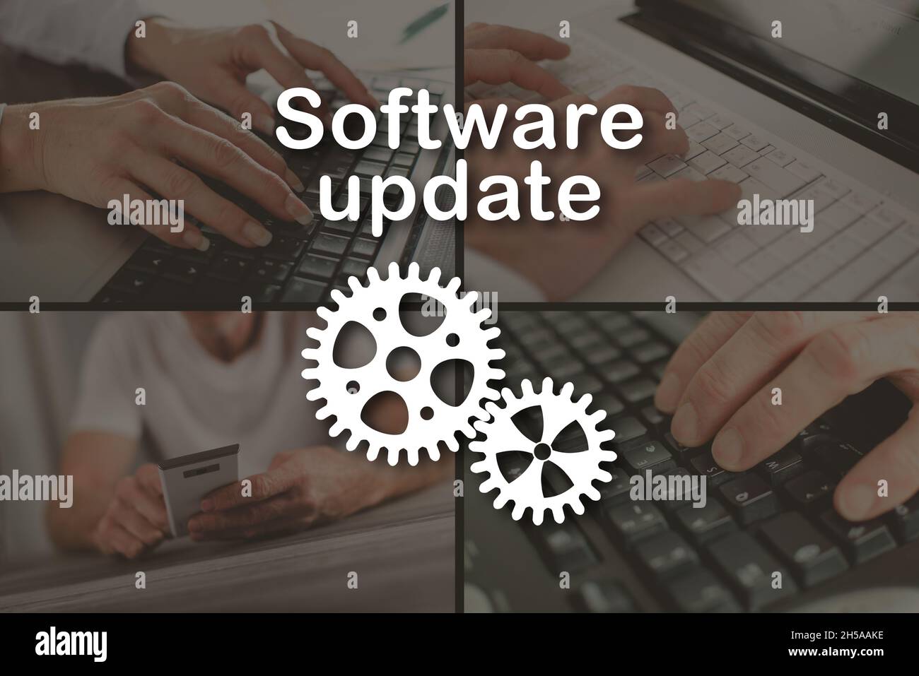Software update concept illustrated by a picture on background Stock ...