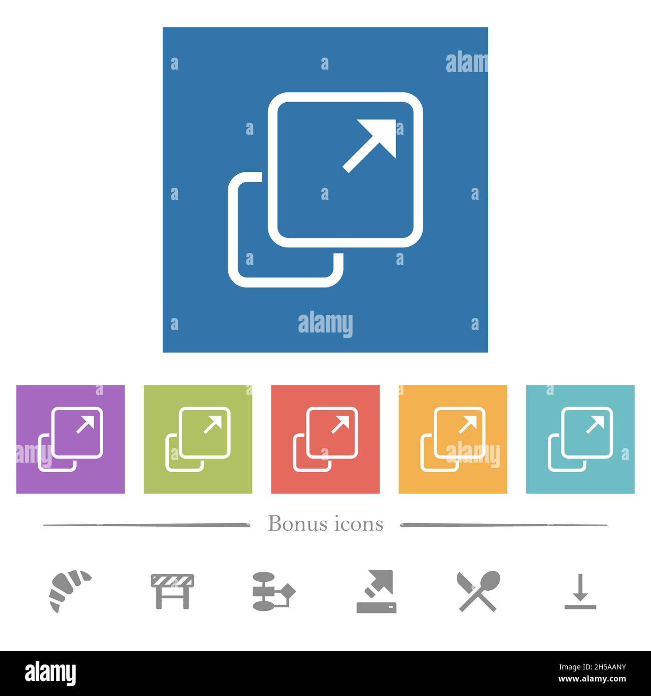 Extend element outline flat white icons in square backgrounds. 6 bonus ...