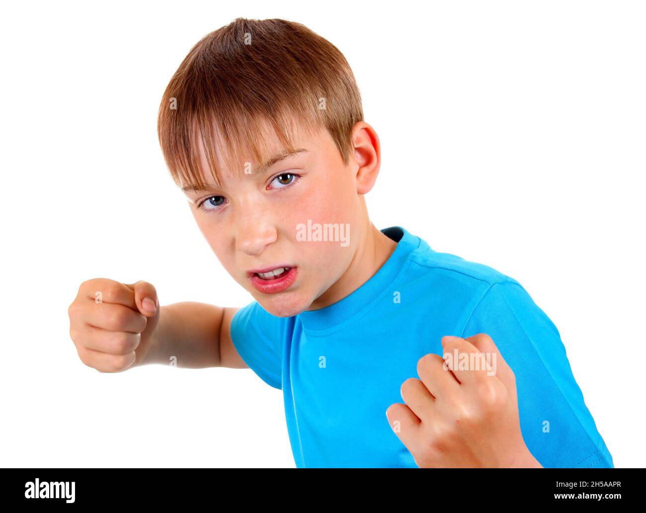 Kid in Boxer Pose Isolated on the White Background Stock Photo - Alamy