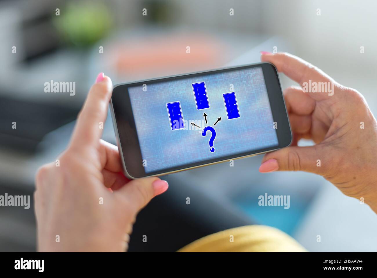 Smartphone screen displaying a choice concept Stock Photo - Alamy