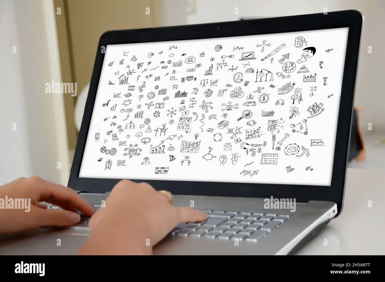 Hands on a laptop with screen showing creativity concept Stock Photo ...