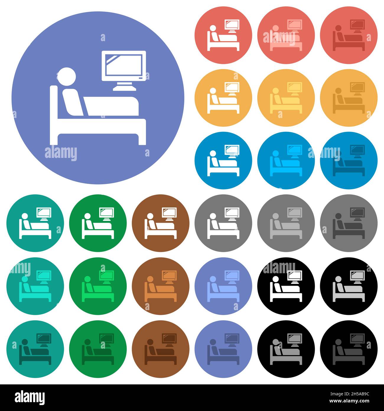 Hospital ward multi colored flat icons on round backgrounds. Included ...