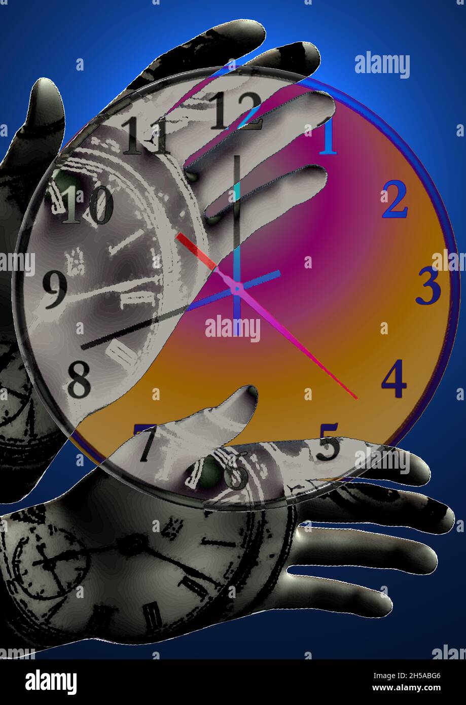 Hand and clock. Time concept Stock Photo - Alamy