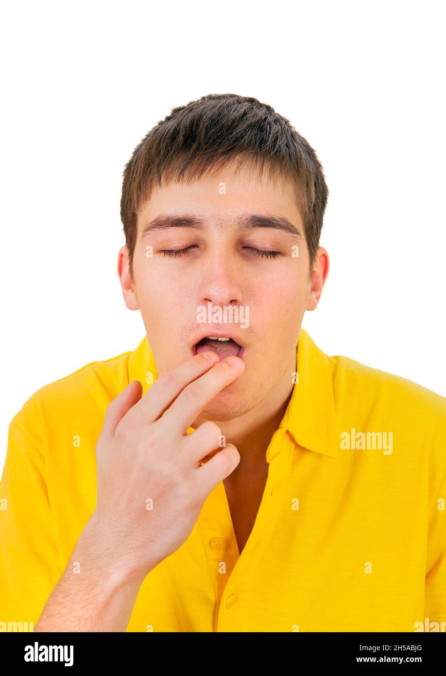 Young Man feel Sick Isolated on the White Background Stock Photo - Alamy
