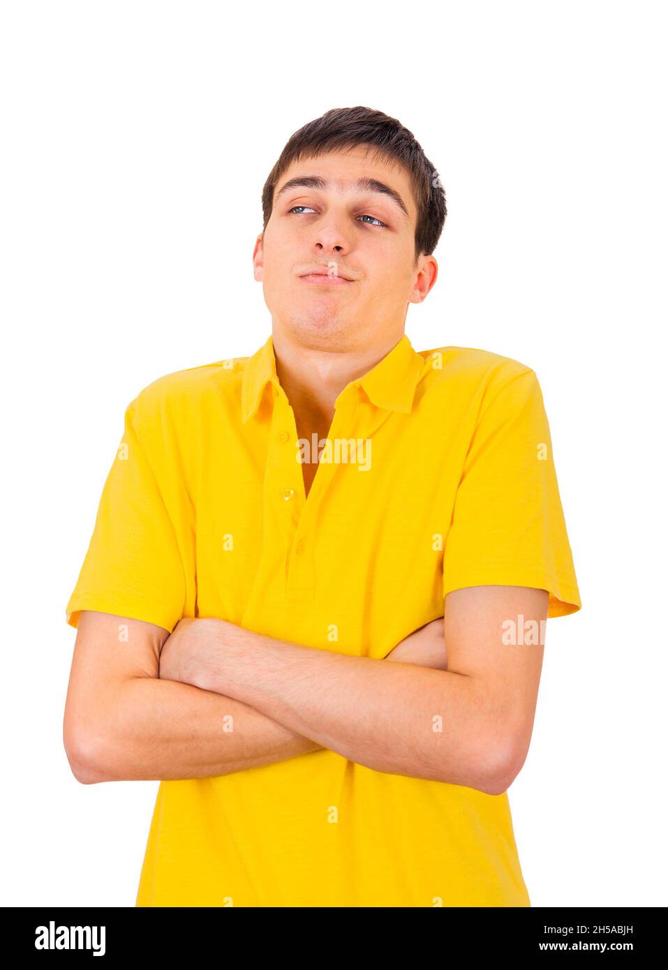 Grumpy Young Man Isolated on the White Background Stock Photo - Alamy