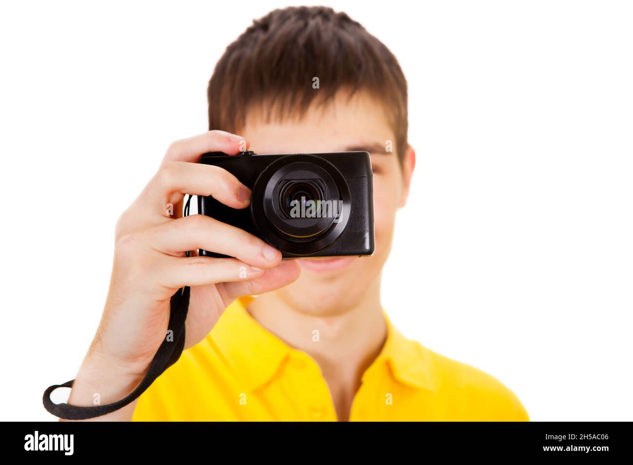 Young Man with a Photo Camera Isolated on the White Background Stock ...