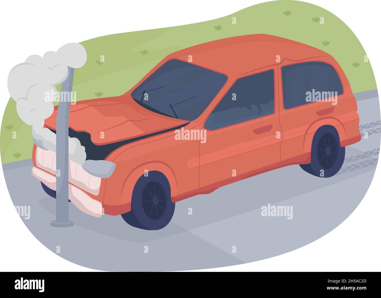 Car accident 2D vector isolated illustration Stock Vector Image & Art ...
