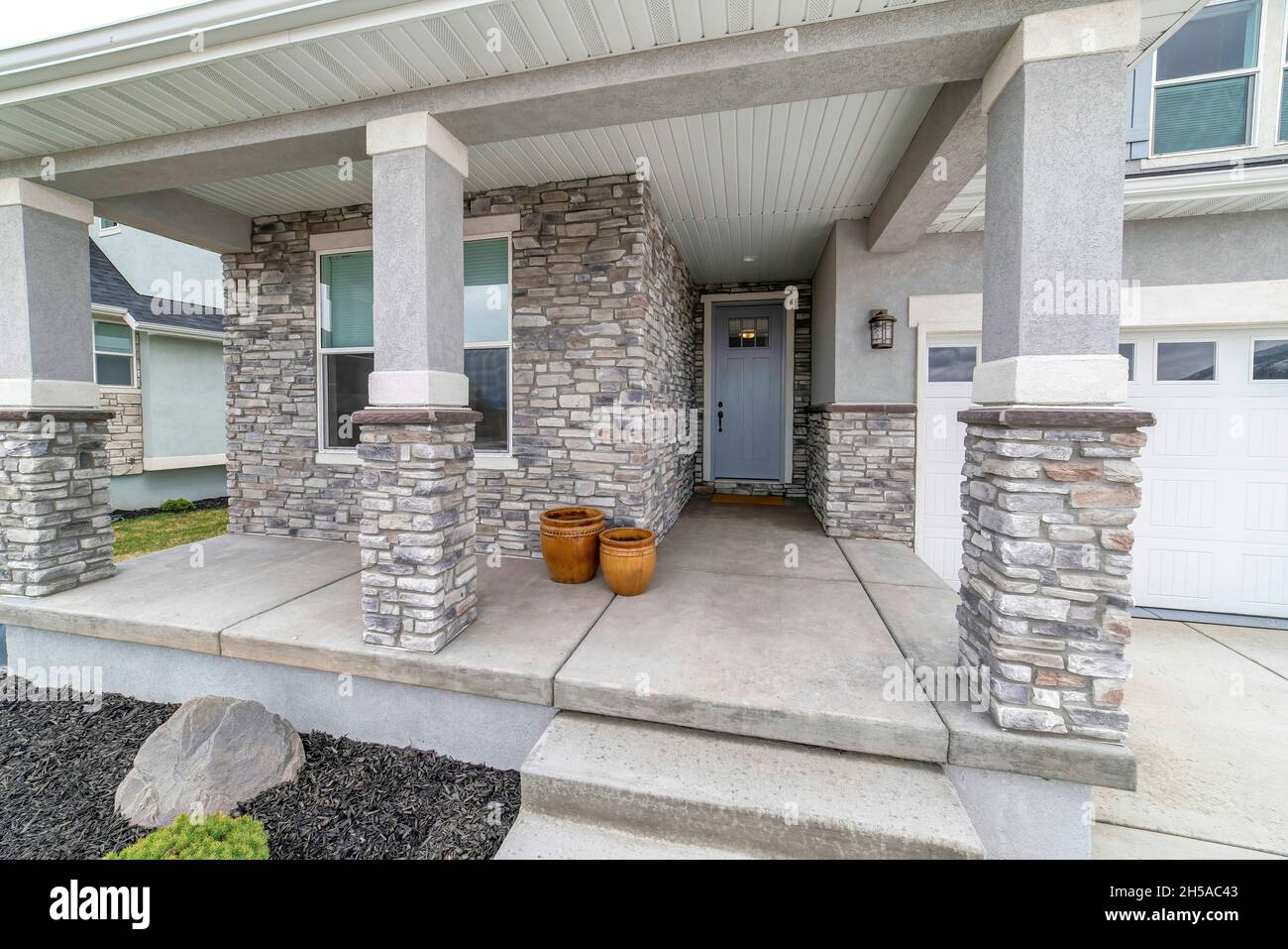 Stone Veneer Garage Exterior