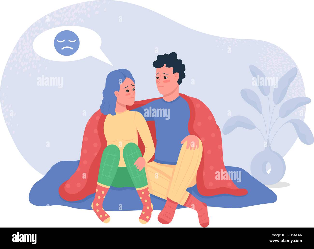 Couple talking about worries 2D vector isolated illustration Stock ...