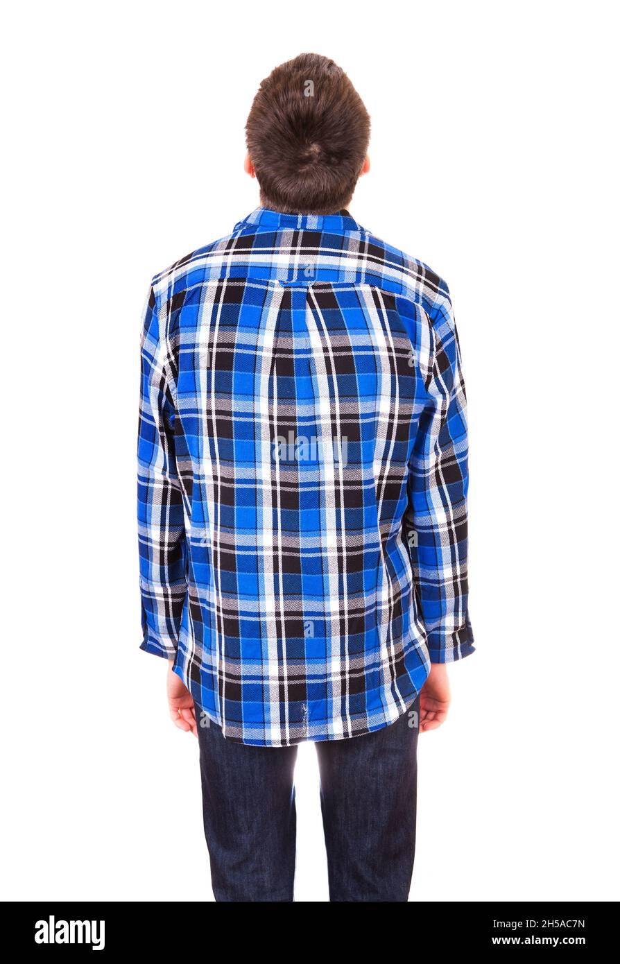 Rear View of Young Man Isolated on the White Background Stock Photo - Alamy