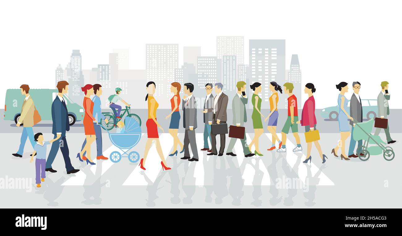 Pedestrians with cars Stock Vector Images - Alamy