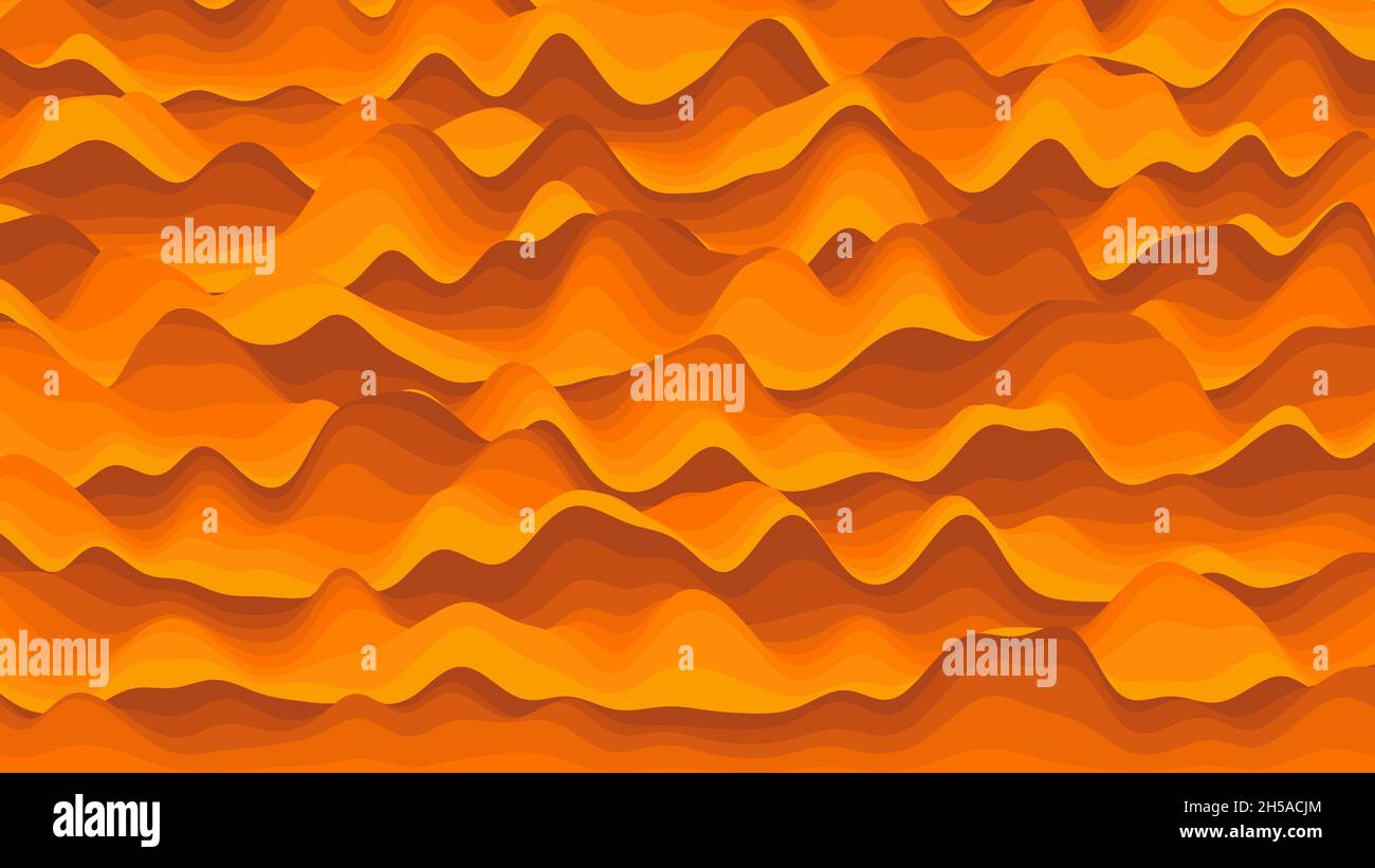 Retro orange stripes distorted backdrop. Procedural vintage ripple ...