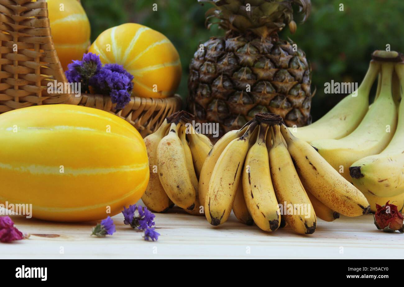 Fresh Fruit and Vegetables for Sale at Farmers Market Bananas and ...