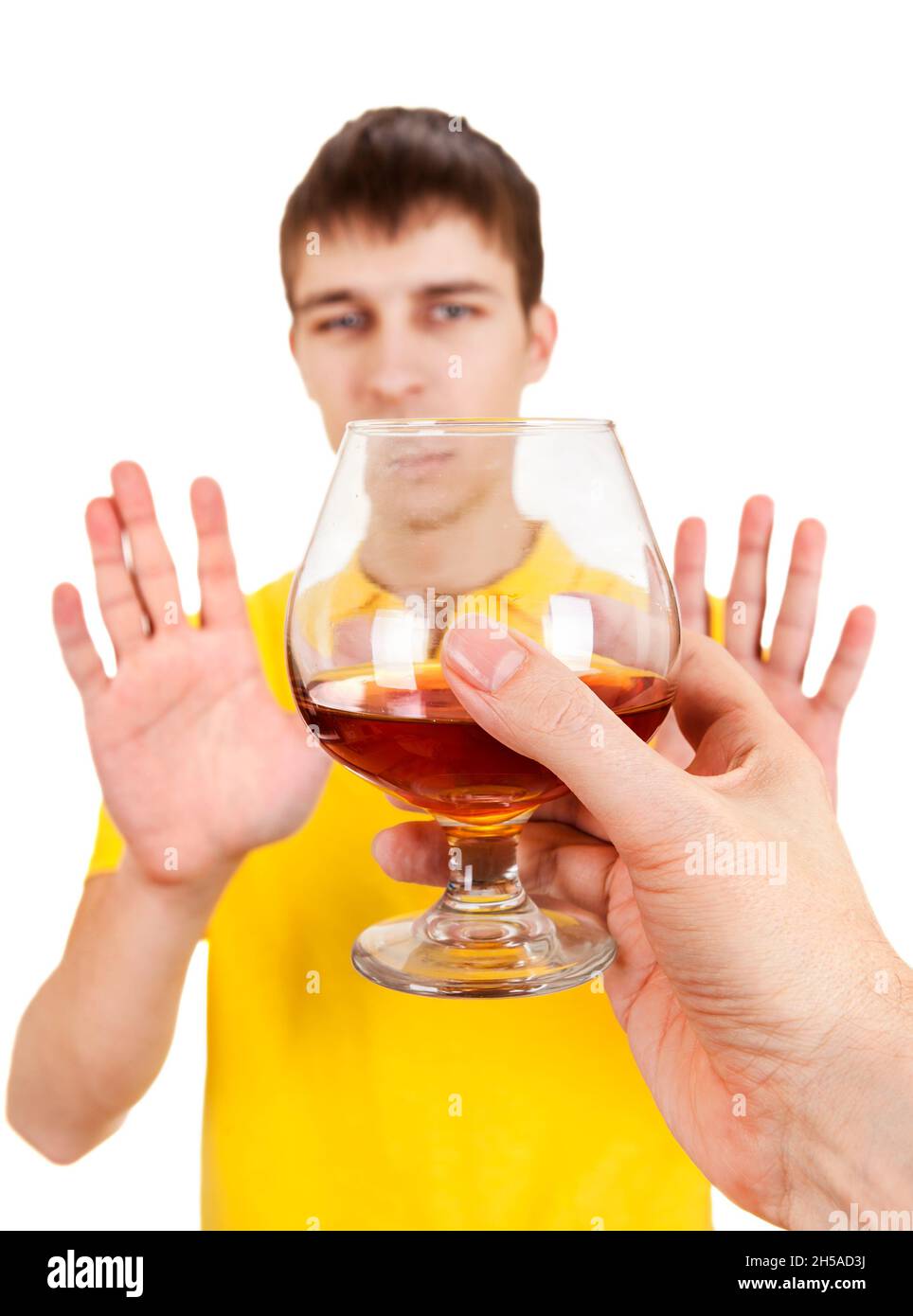 Young Man refuse Alcohol Isolated on the White Background Stock Photo ...