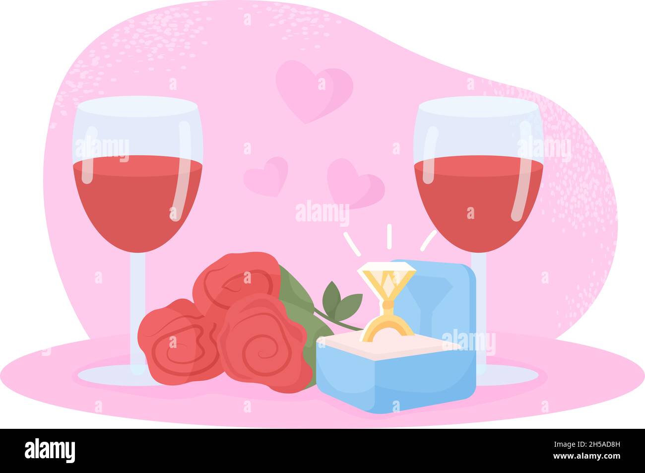 Romantic dinner 2D vector isolated illustration Stock Vector Image ...