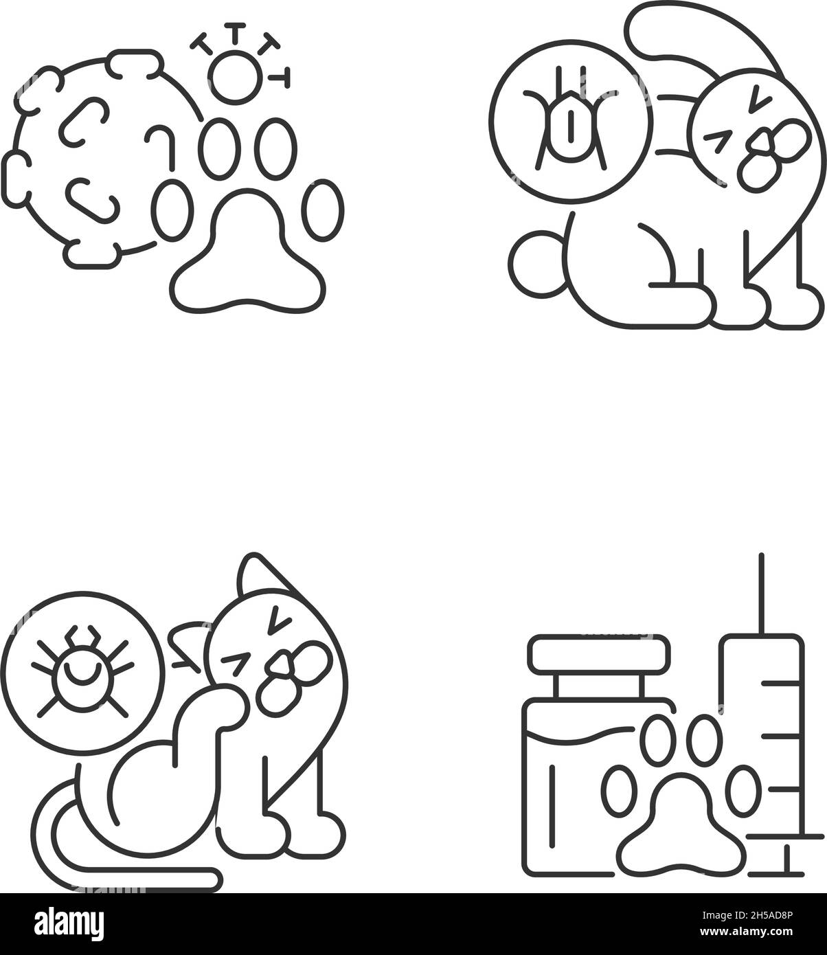 Pet parasites linear icons set Stock Vector Image & Art - Alamy