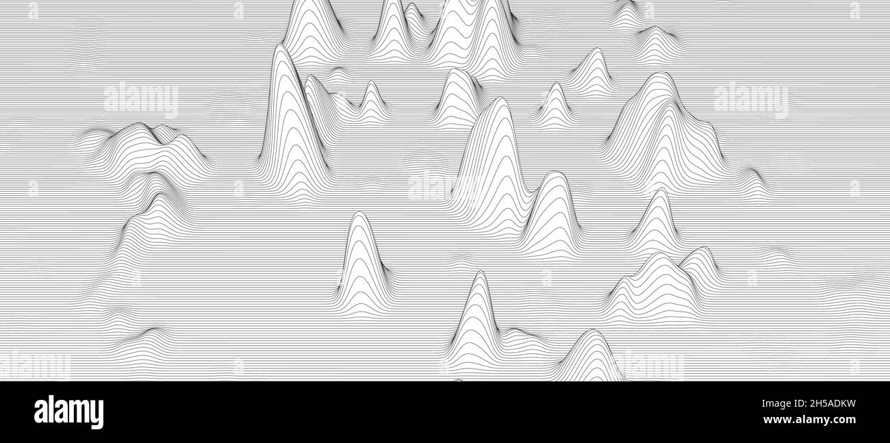 Monochrome sound line waves abstract background . Distorted line shapes ...