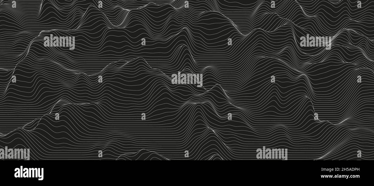 Monochrome sound line waves abstract background . Distorted line shapes ...