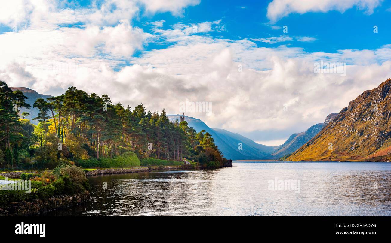 Glenveagh castle on the shores of the lake, County Donegal, Ireland ...