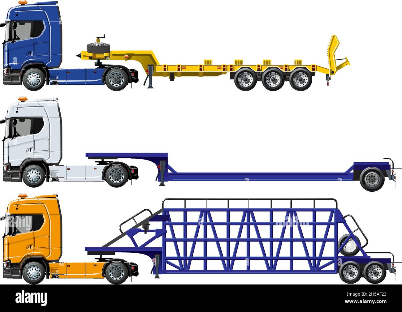 Vector semi trucks set isolated on white. Available EPS-10 separated by ...