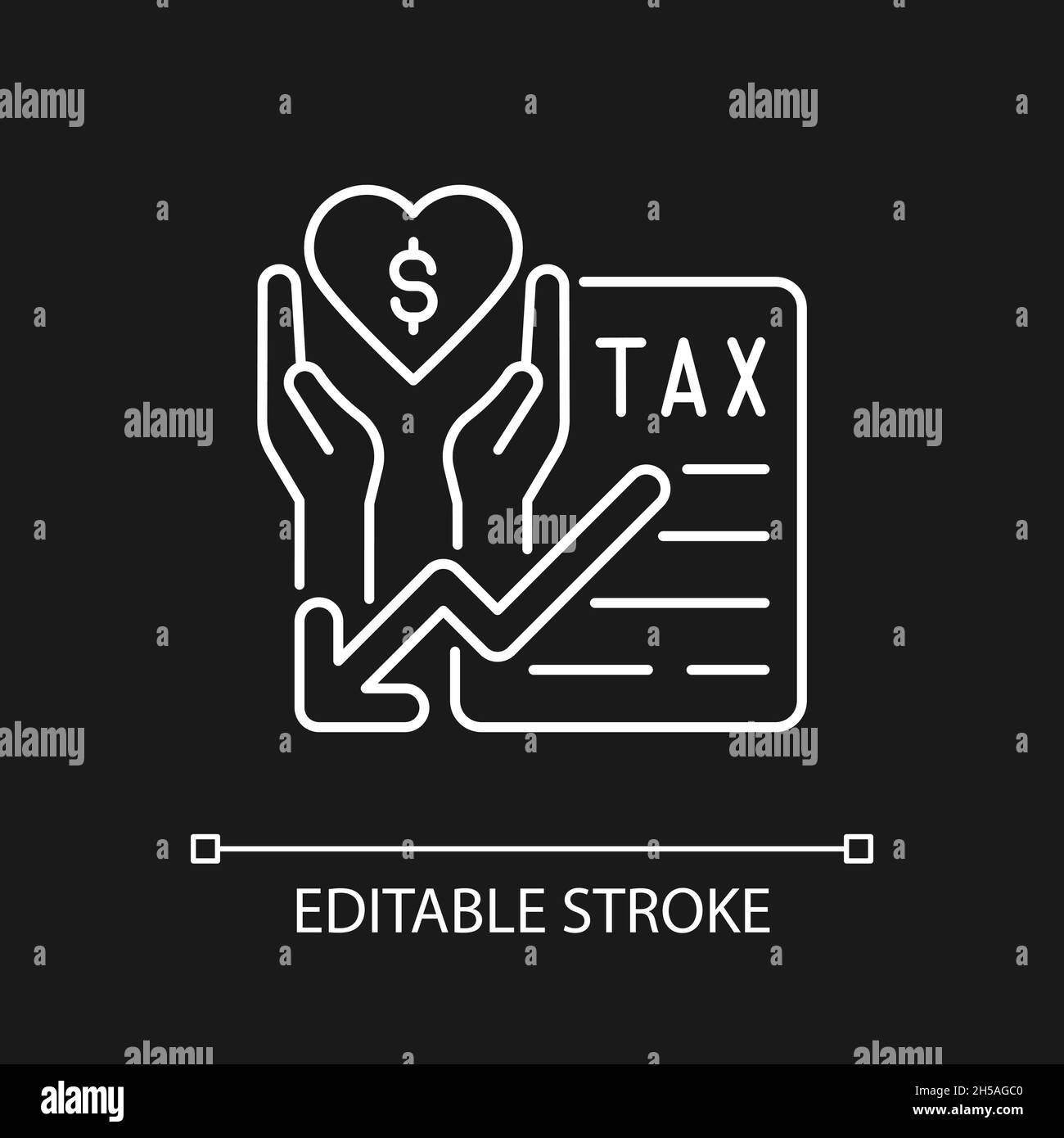 Tax reduction for charity white linear icon for dark theme Stock Vector ...