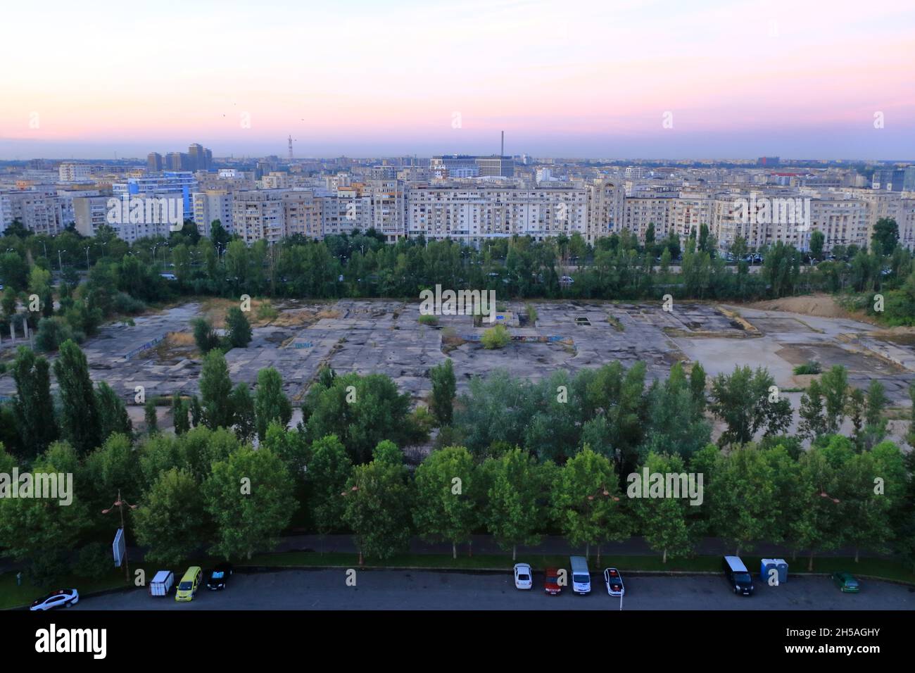 Bucharest Aerial View in the morning light Stock Photo - Alamy