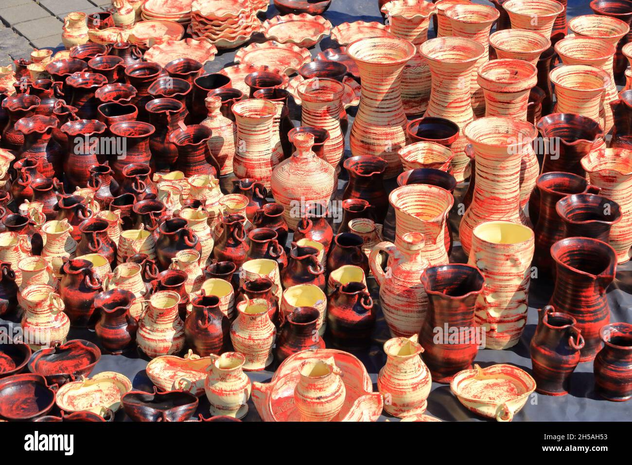 Beautiful colorful traditionally crafted decoration items in a ...