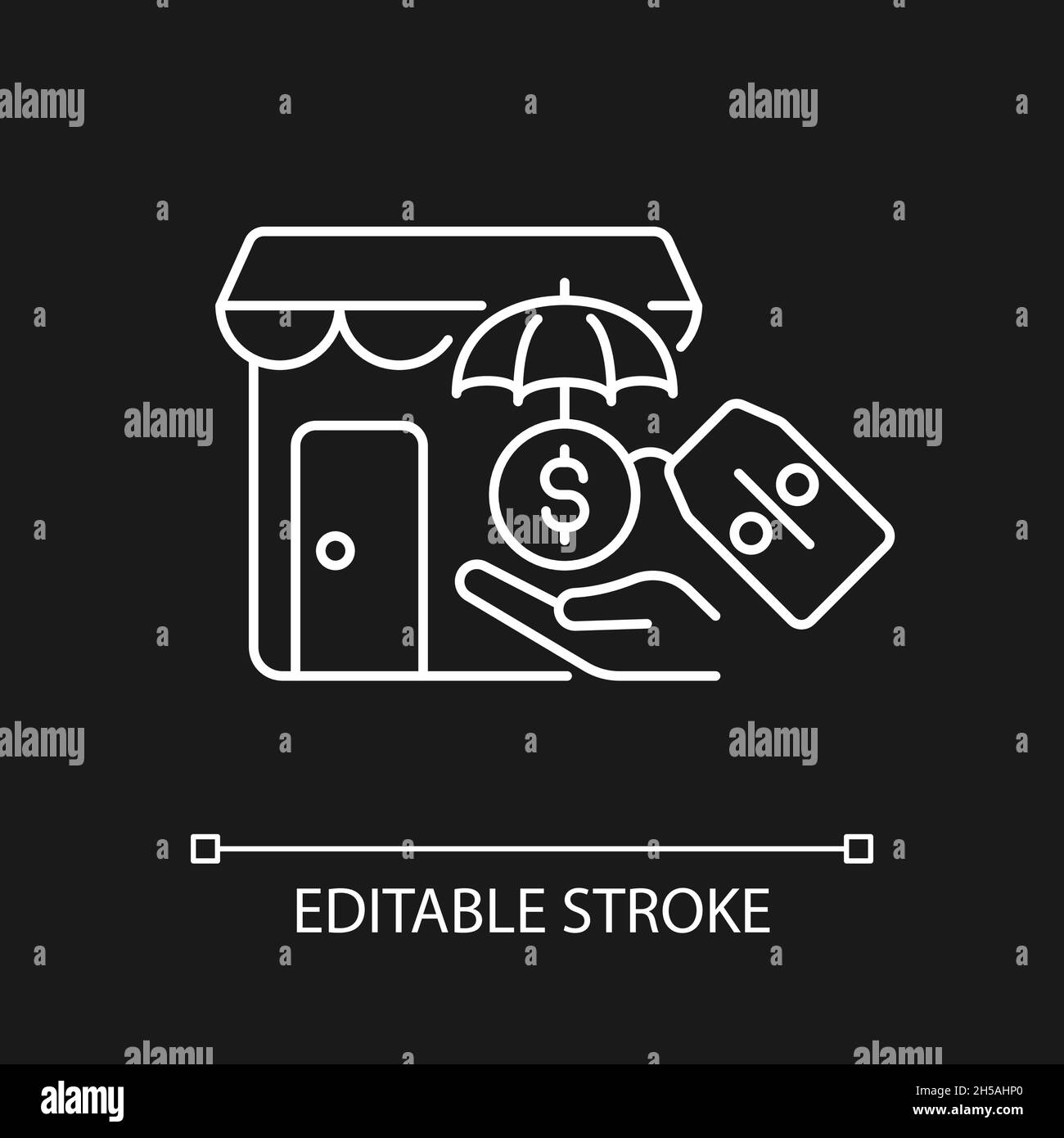 Small business insurance discounts white linear icon for dark theme ...