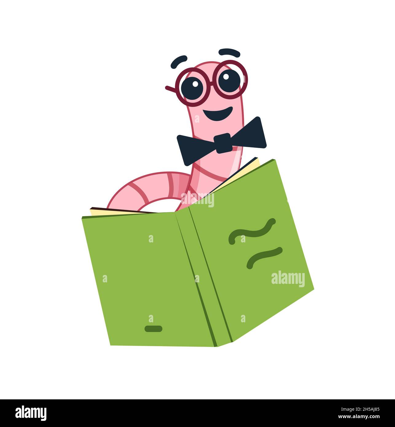 Cute Bookworm in glasses with book. cartoon character worm Stock Vector ...
