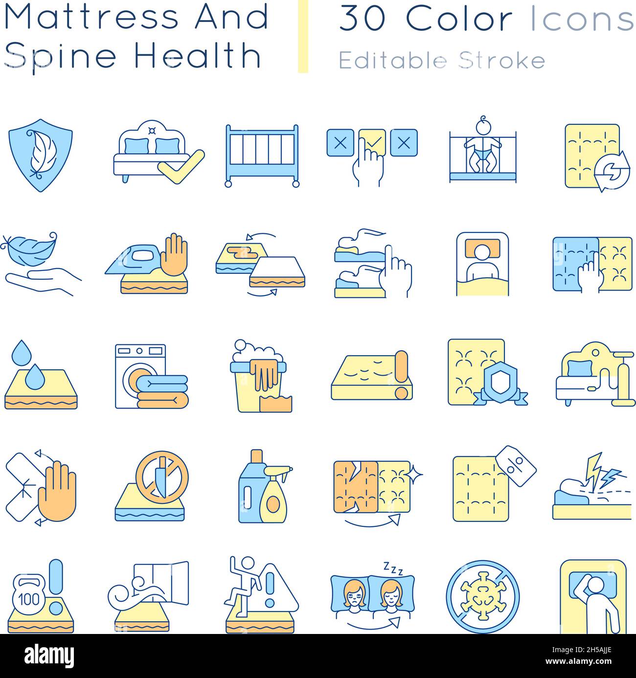 Mattress and spine health RGB color icons set Stock Vector Image & Art ...