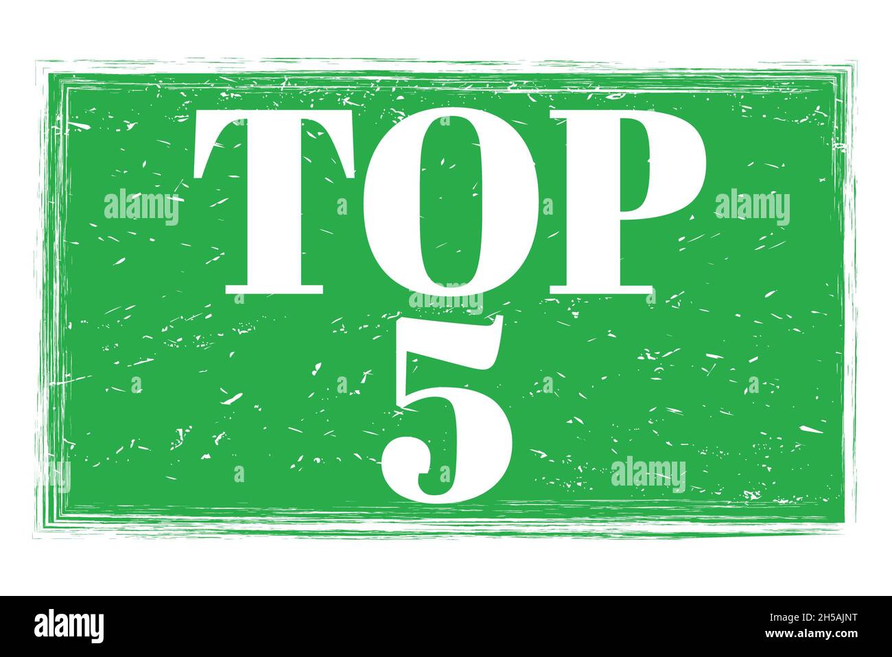 TOP 5, words written on green grungy stamp sign Stock Photo - Alamy