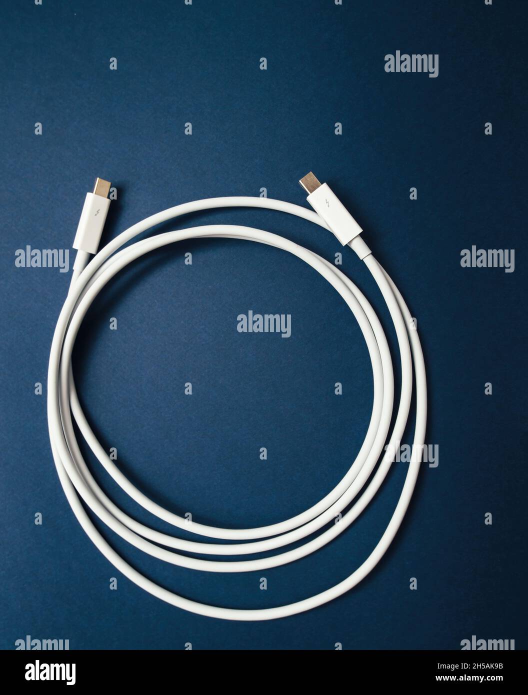 View from above of long USB-C Cable manufactured for fast data and ...